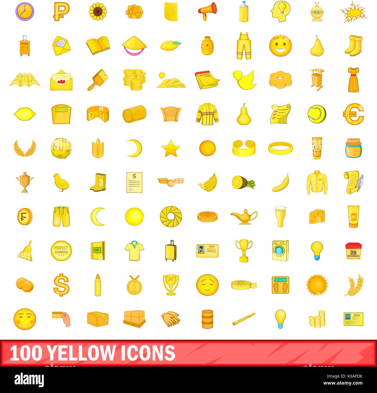 100 yellow icons set, cartoon style Stock Vector Image & Art - Alamy
