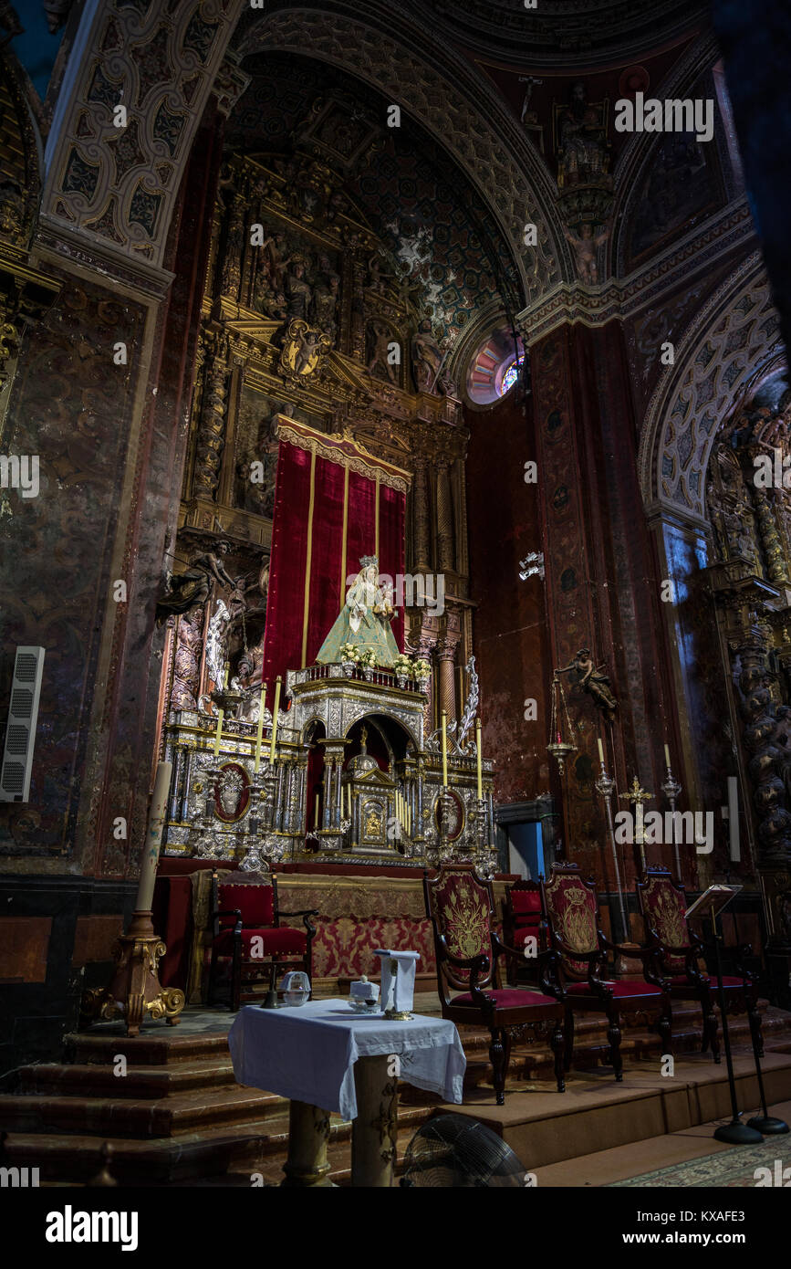 Main altar of Church Santa María de la Mesa in Utrera, province of ...