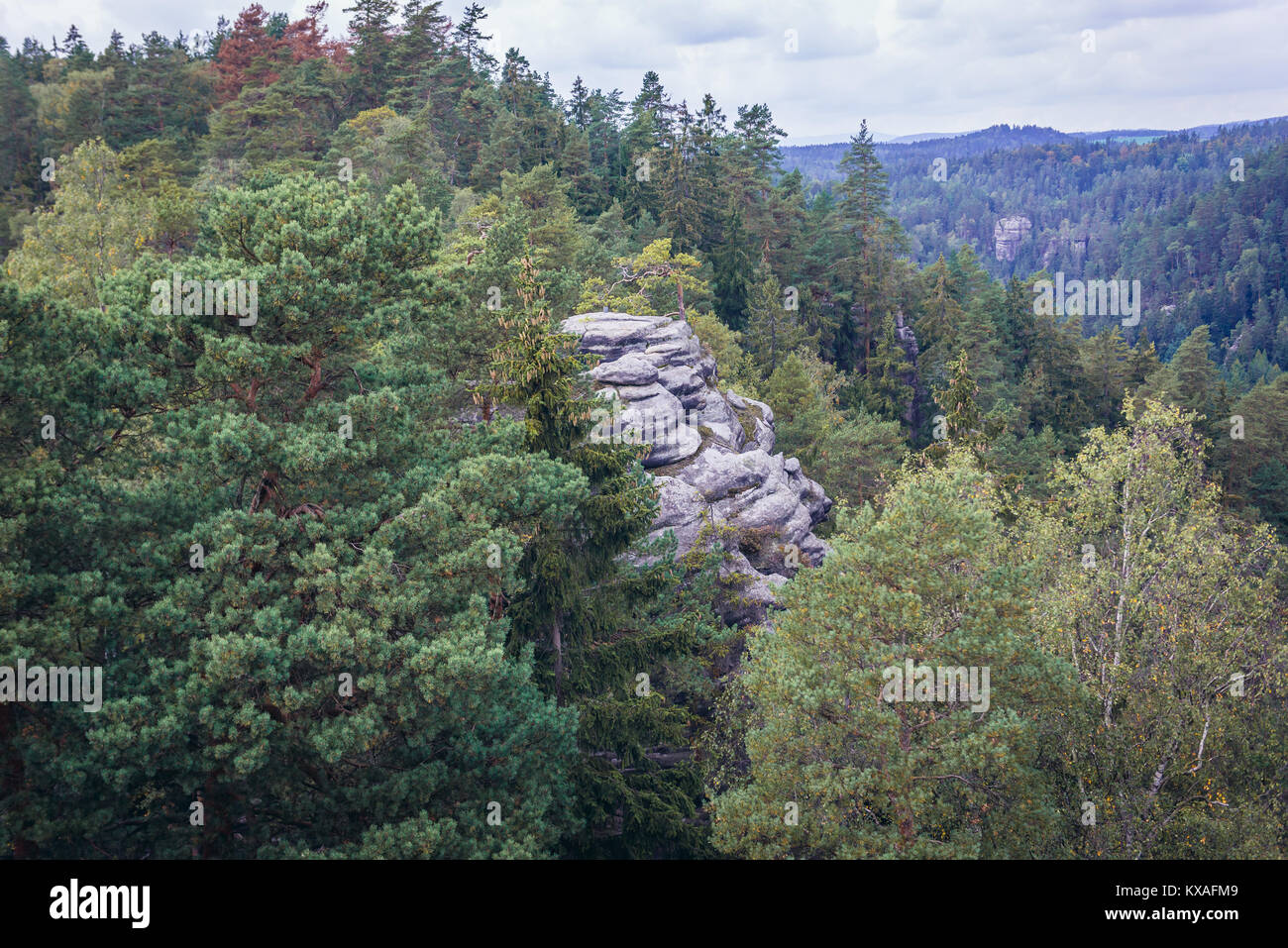 Aerial view from ruins of Strmen Castle in National Nature Reserve ...