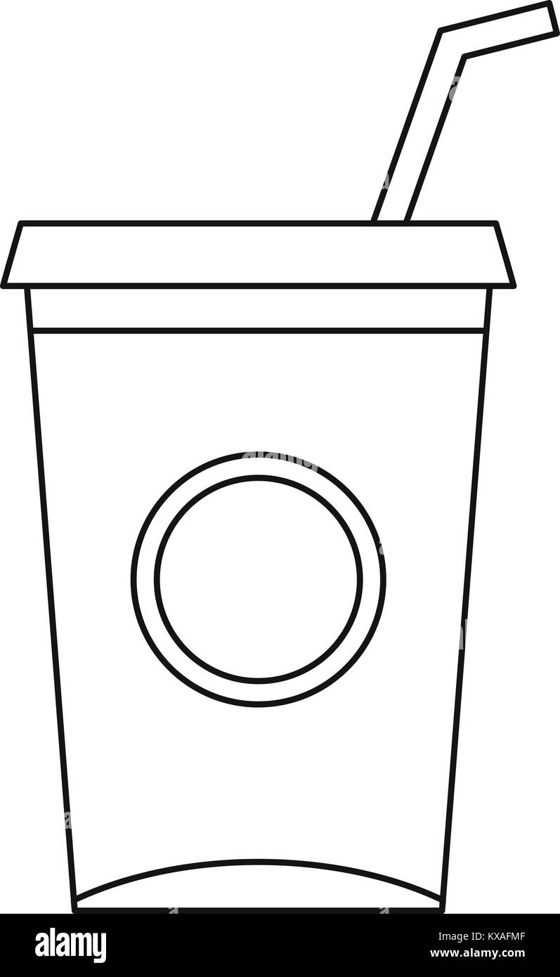 Soft drink cup with straw icon, outline style Stock Vector Image & Art ...