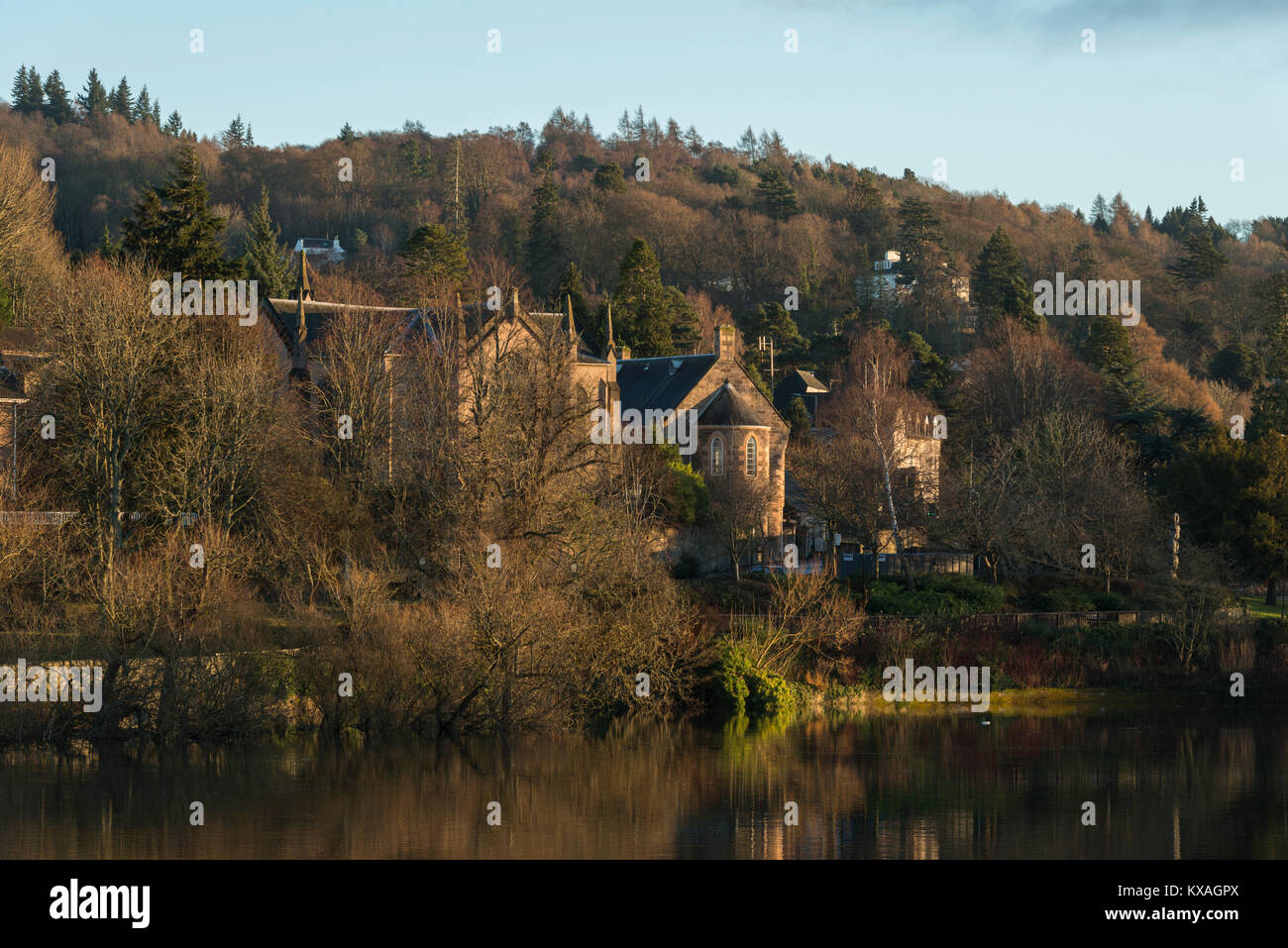 Kinnoull parish church in winter sunlight, Perth, Scotland, UK Stock ...
