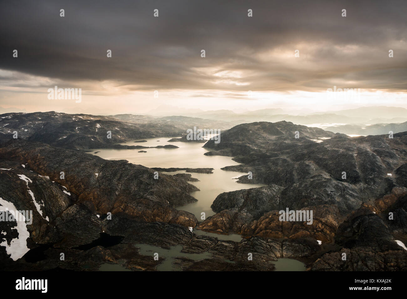Aerial view of the fjord landscape, Greenland Stock Photo - Alamy
