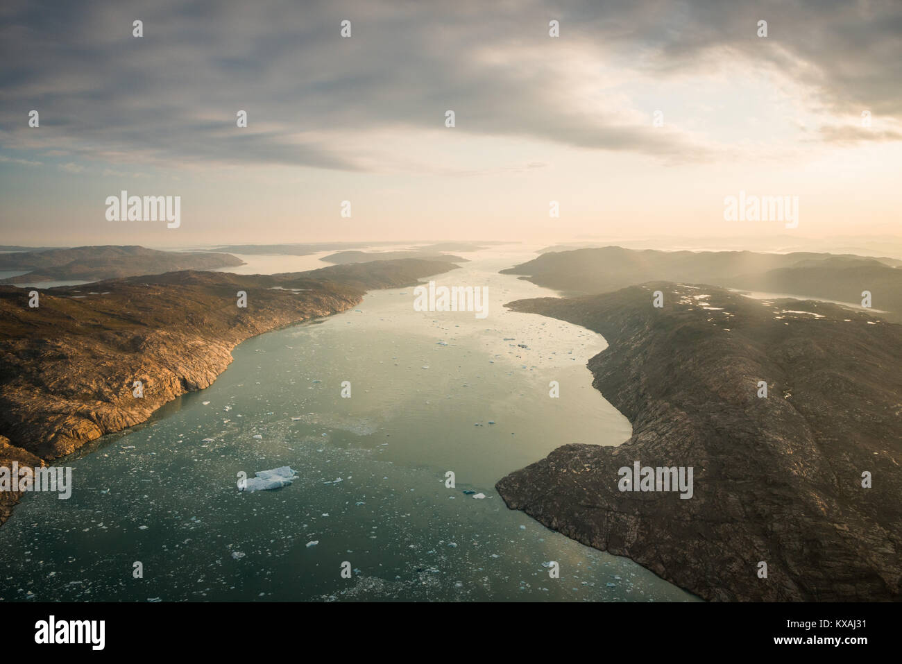 Aerial view of the fjord landscape, Greenland Stock Photo - Alamy