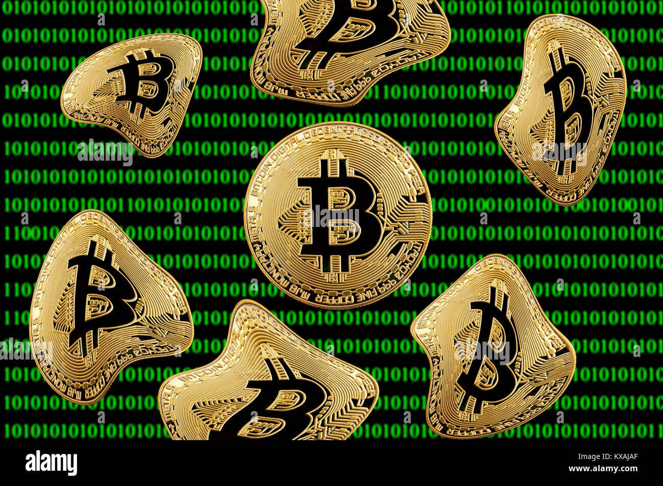 Symbol image Digital currency, gold virtual coin Bitcoin in digital ...