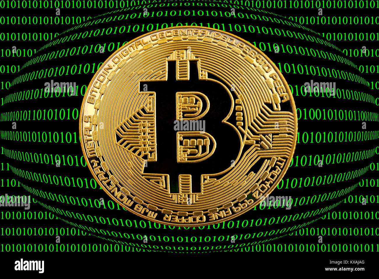 Symbol image Digital currency, gold virtual coin Bitcoin in digital ...