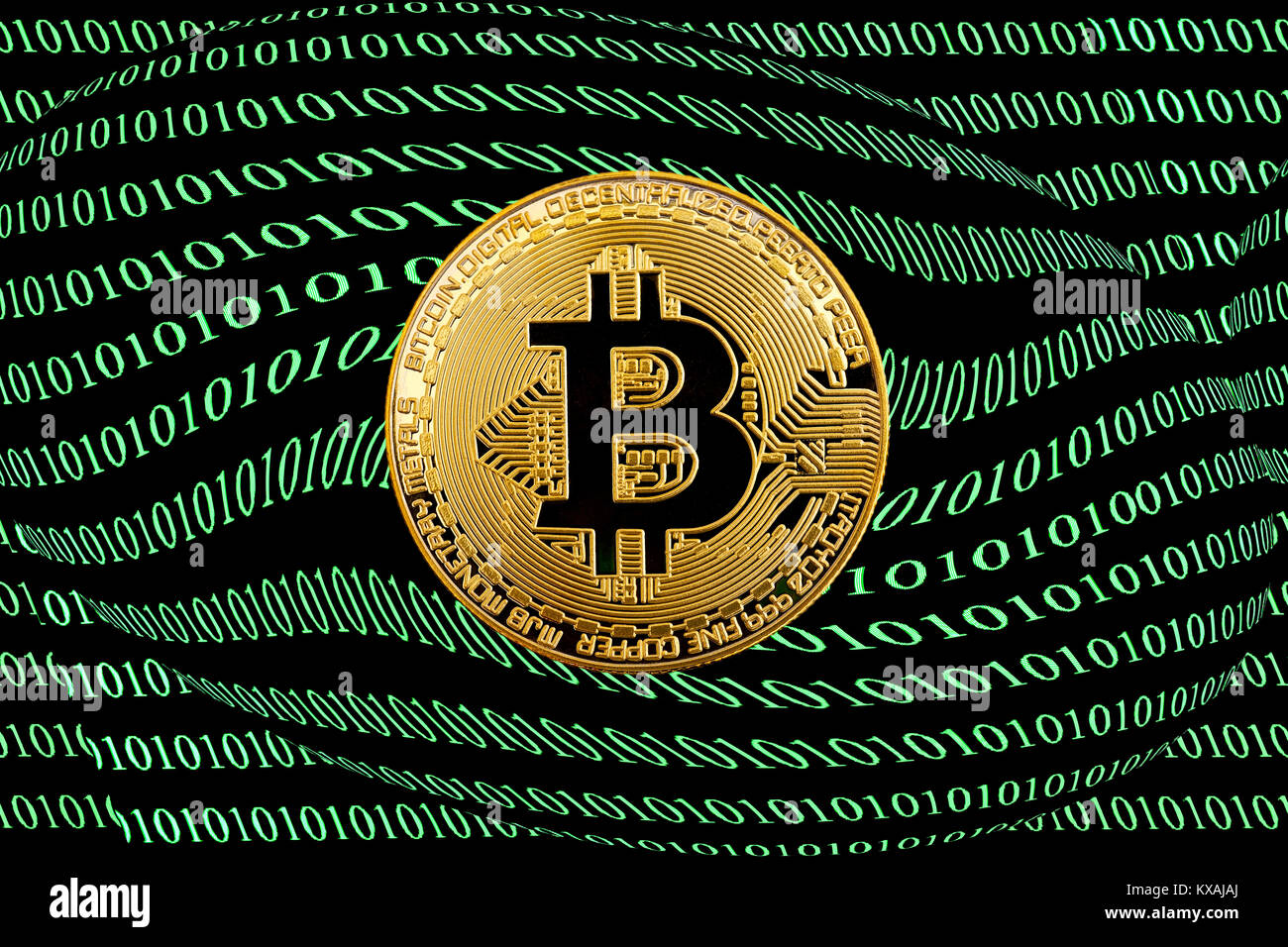 Symbol image Digital currency, gold virtual coin Bitcoin in digital ...