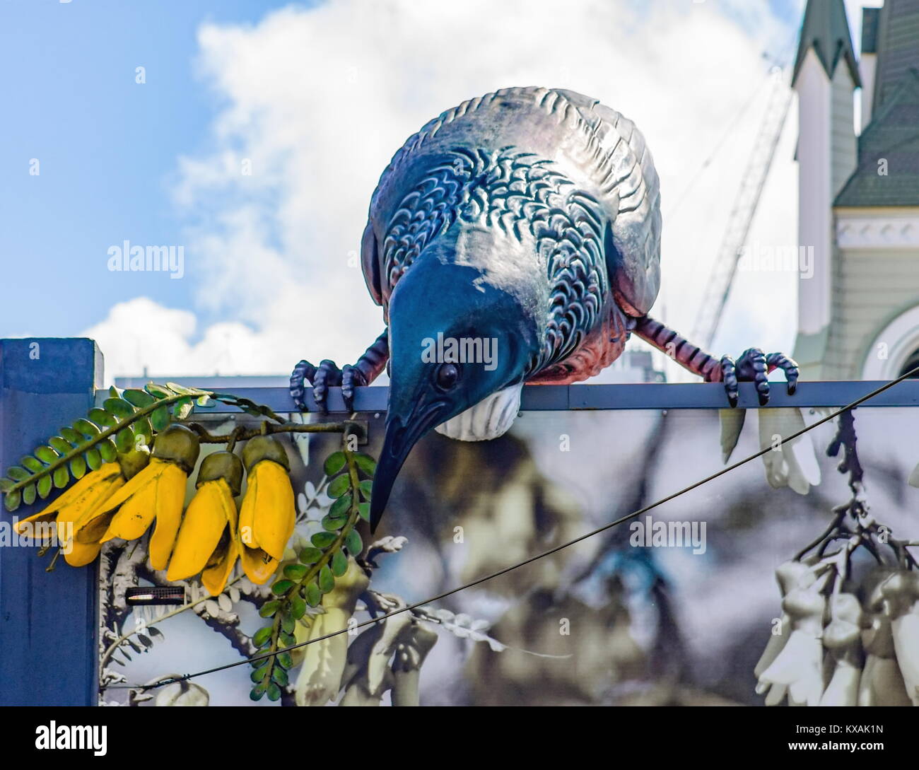 Wellington, New Zealand - 28 September 2015: Izzy the giant Tui sitting ...