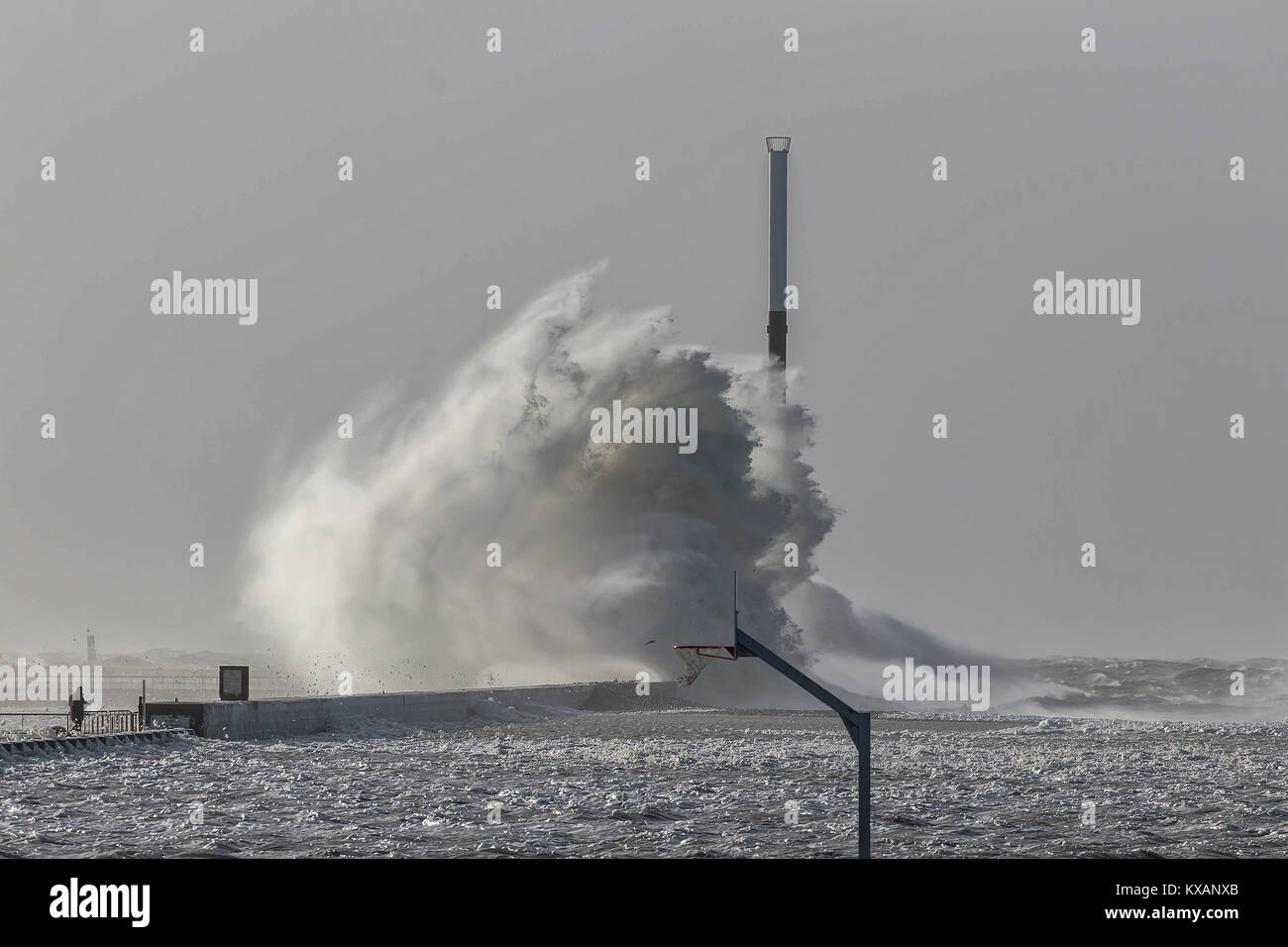 Storm Eleanor Hitting Plage Du Havre Sending Waves From The English ...