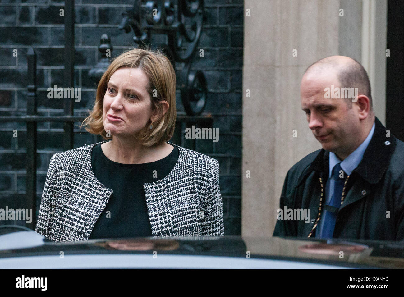 London, UK. 8th January, 2018. Amber Rudd MP leaves 10 Downing Street ...