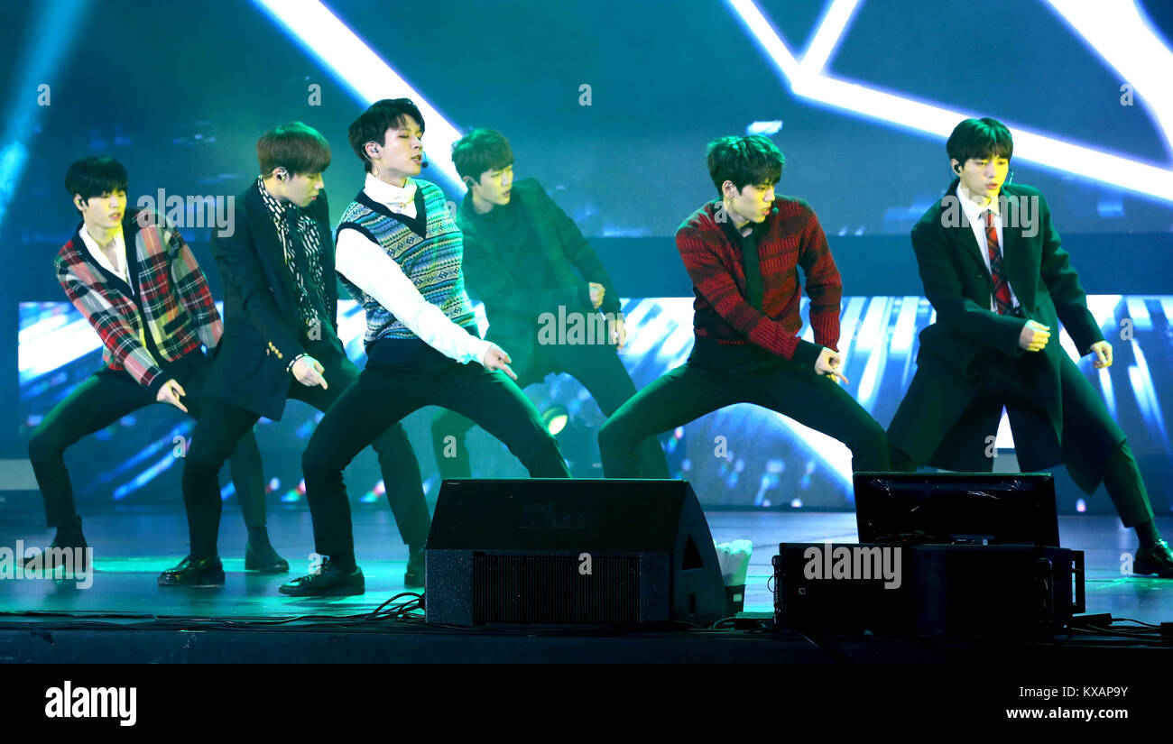 09th Jan, 2018. S. Korean boy group INFINITE South Korean boy group INFINITE performs during a ...