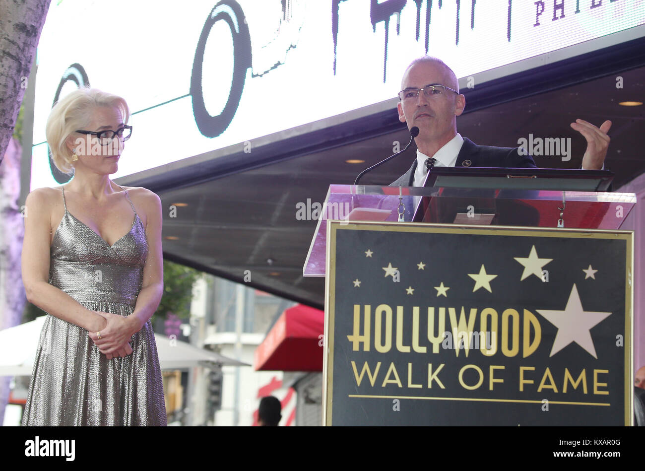 Hollywood, Ca. 8th Jan, 2018. Gillian Anderson, Councilmember Mitch O ...