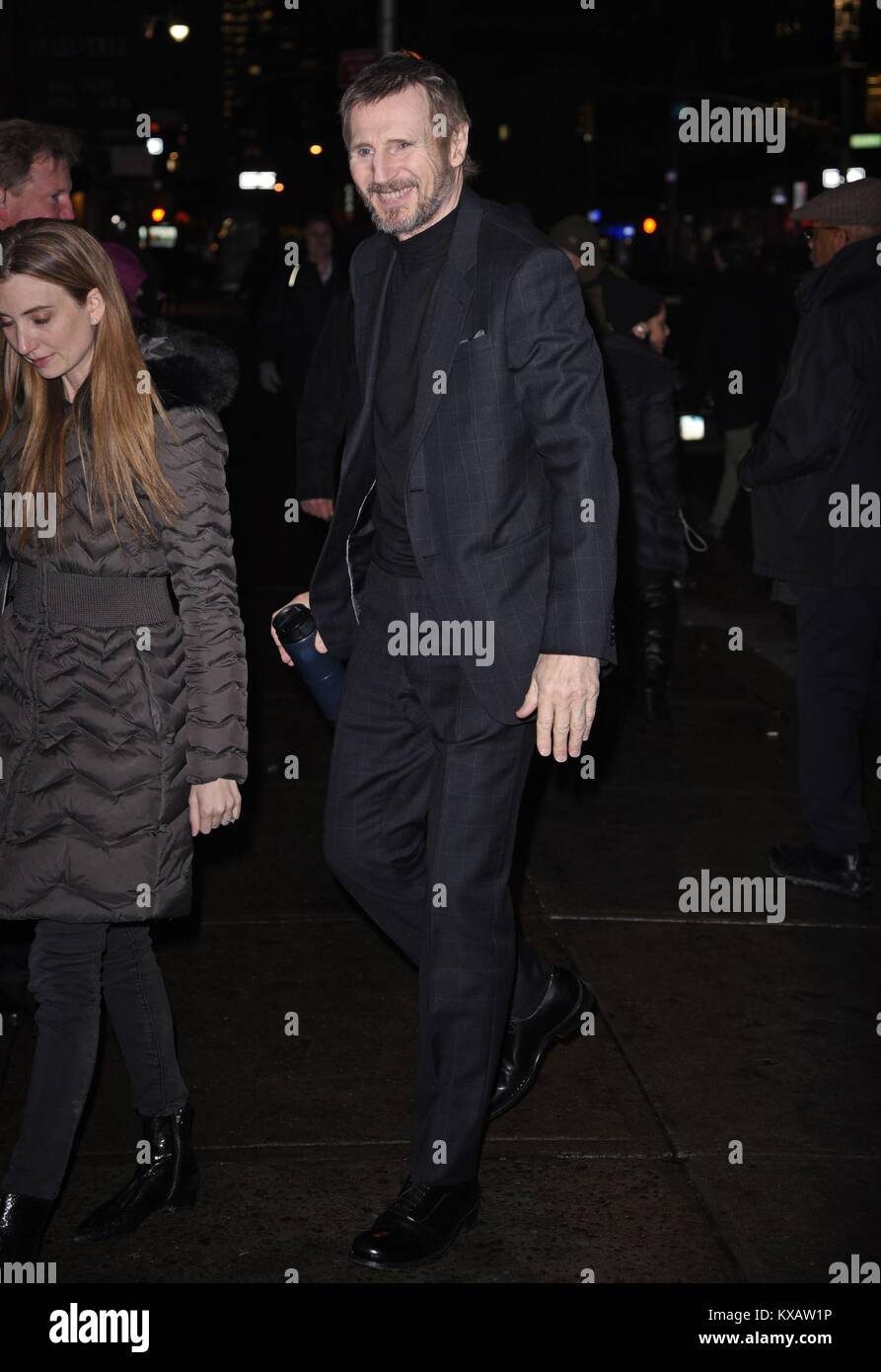 New York, NY, USA. 8th Jan, 2018. Liam Neeson, seen at the Late Show ...