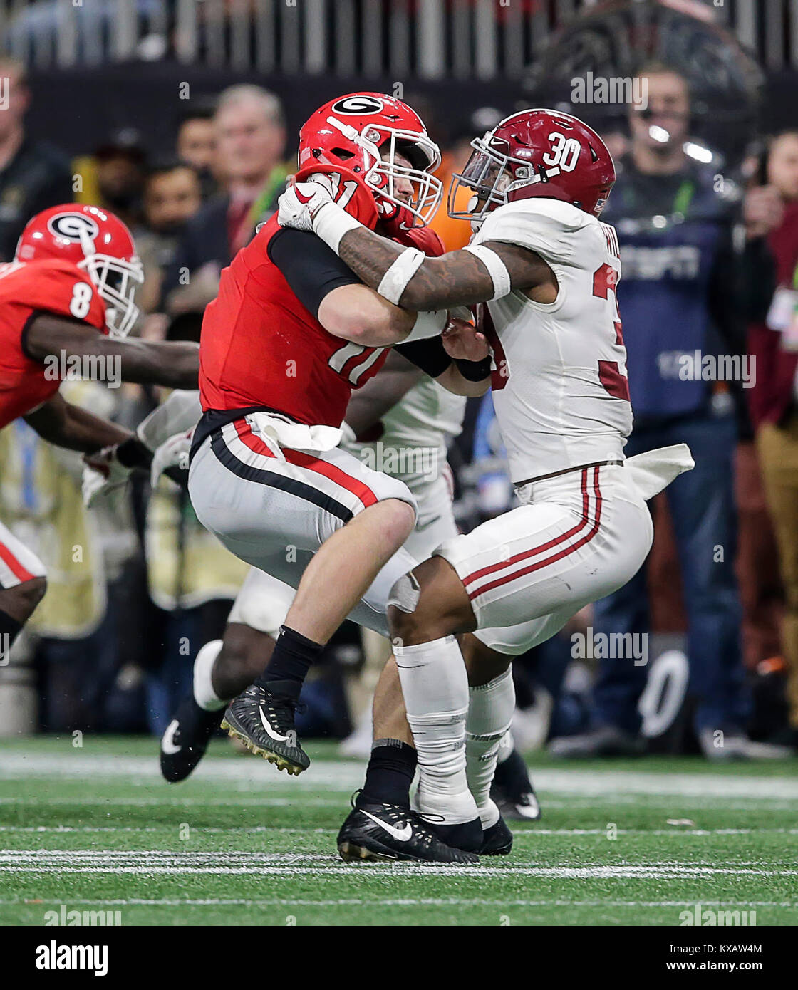 Atlanta, GA, USA. 8th Jan, 2018. Alabama Crimson Tide LB #30 Mack ...