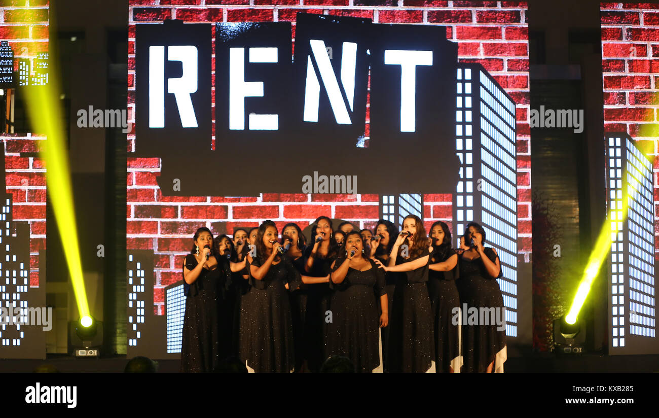 A group of singers perfome during the during press conference of ...