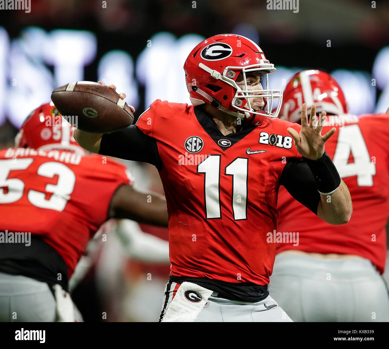 Atlanta, GA, USA. 8th Jan, 2018. Georgia Bulldogs QB #11 Jake Fromm ...