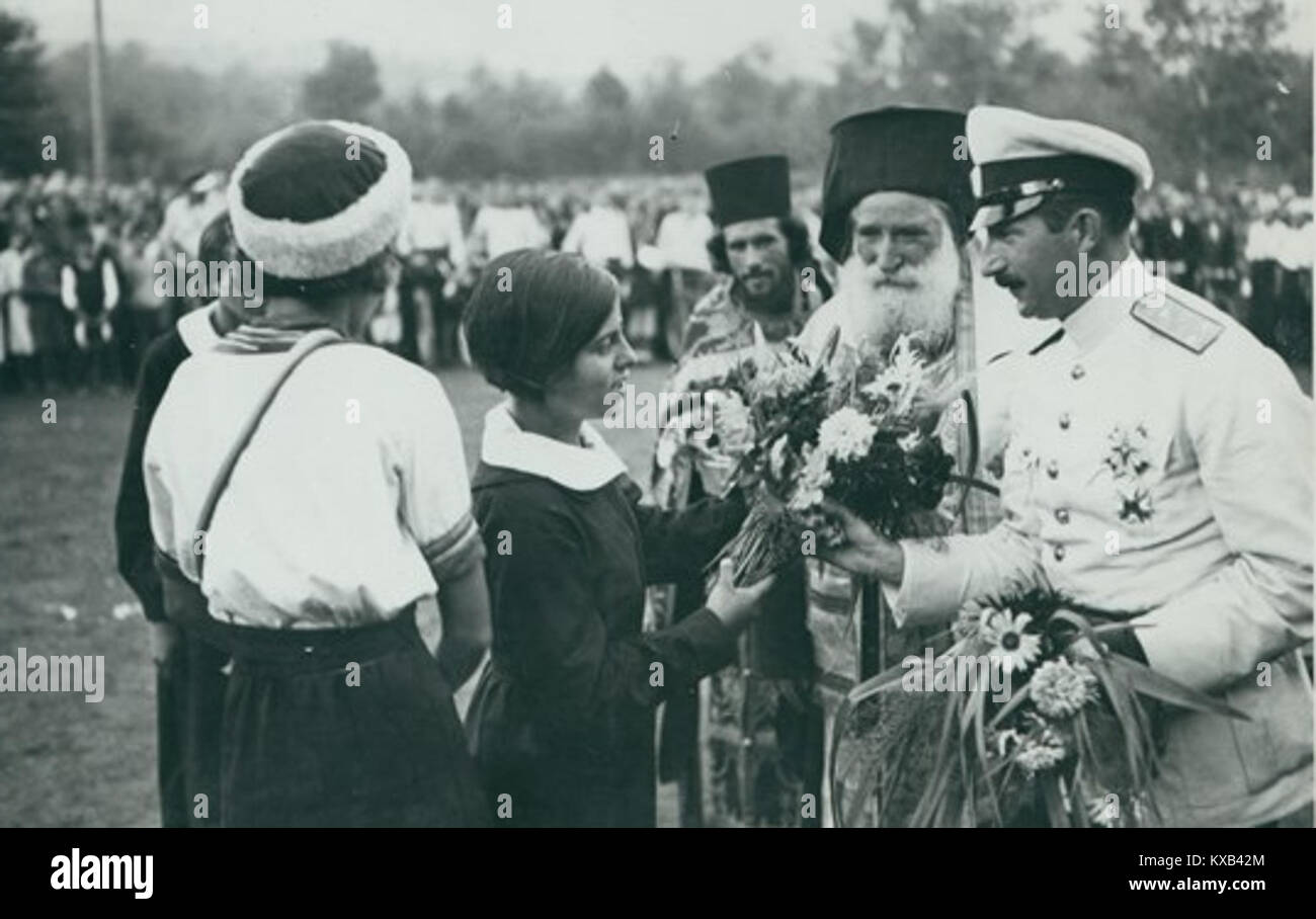 A black and white photograph from 1934 depicting Boris III of Bulgaria ...