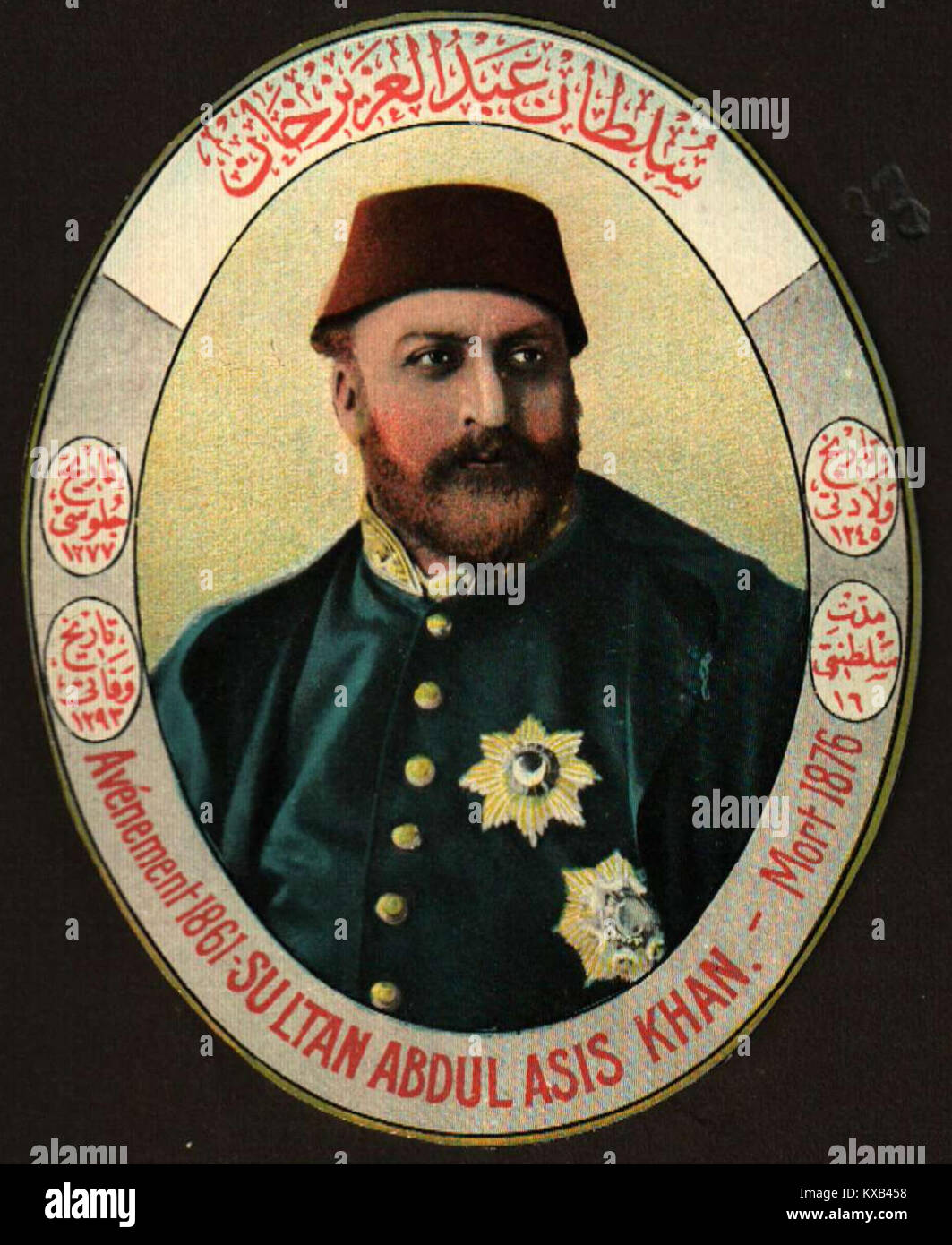 A photograph of Sultan Abdülaziz of the Ottoman Empire, showing formal ...
