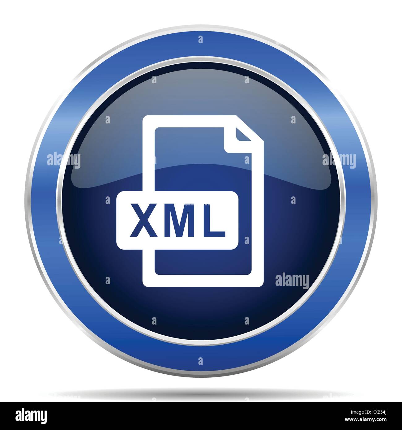 Xml file vector icon. Modern design blue silver metallic glossy web and ...