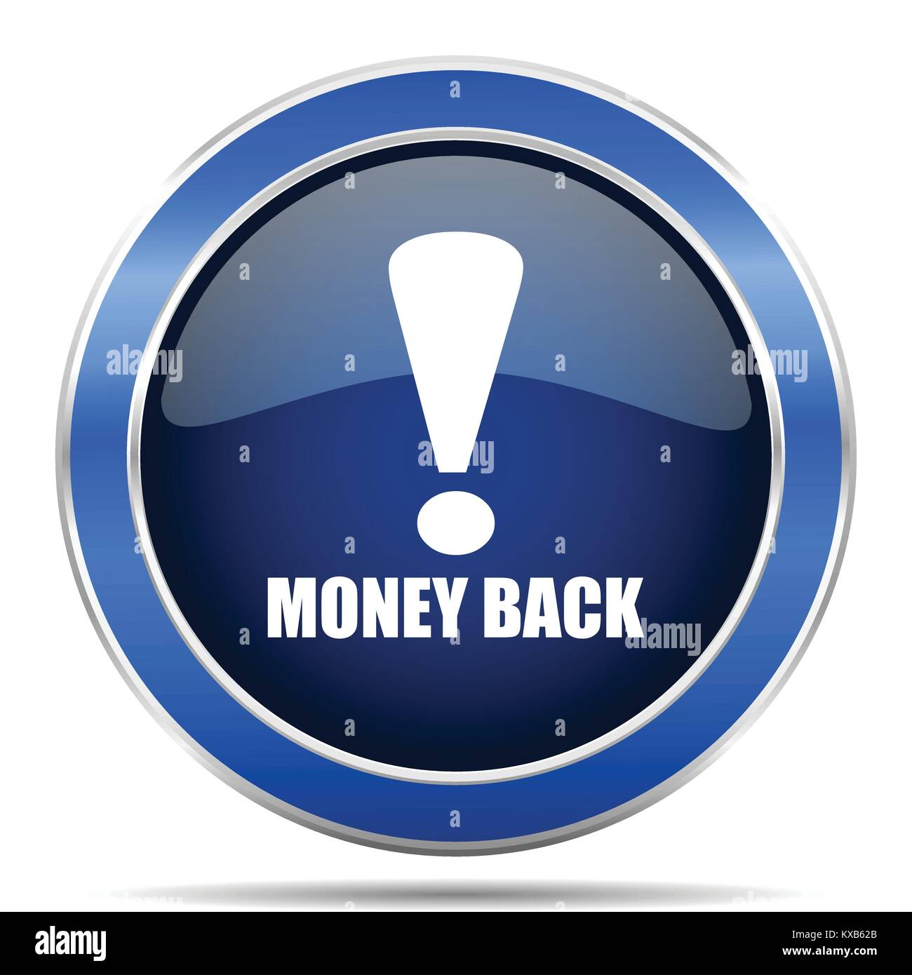 Money back vector icon. Modern design blue silver metallic glossy web ...