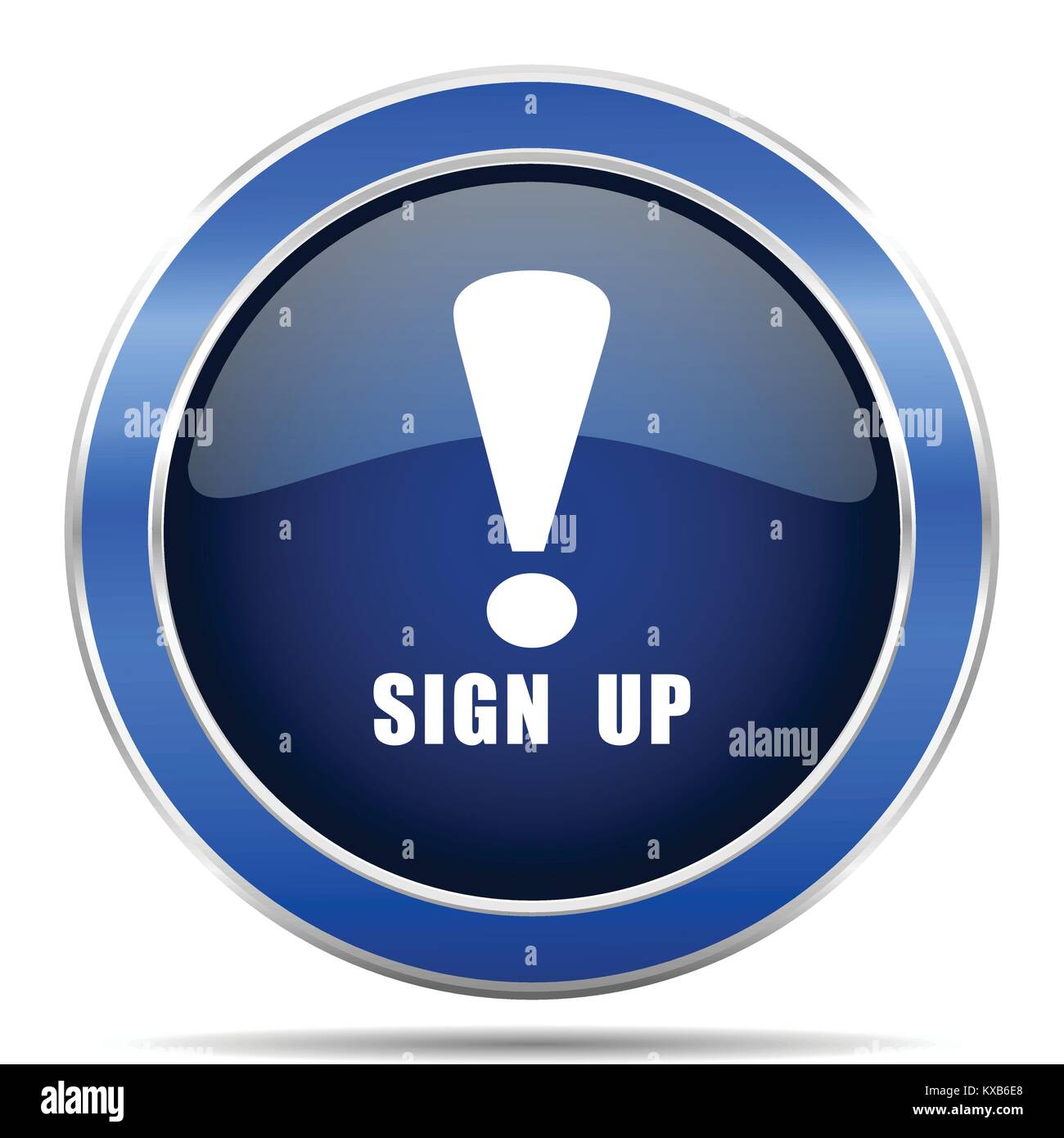 Sign up vector icon. Modern design blue silver metallic glossy web and ...
