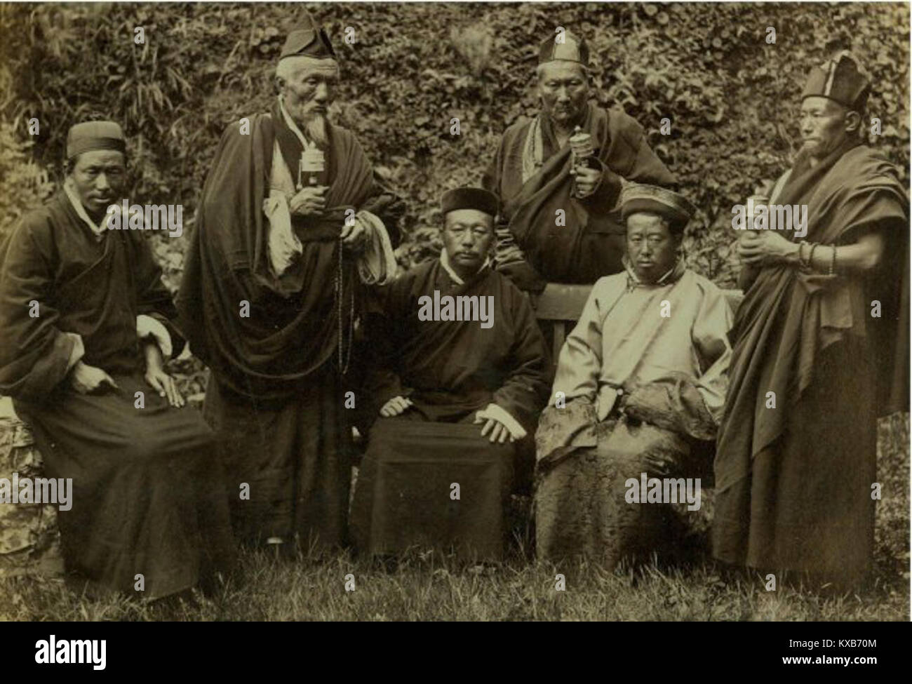 13th Dalai Lama with the King of Sikkim, Darjeeling, India, c. 1900 ...
