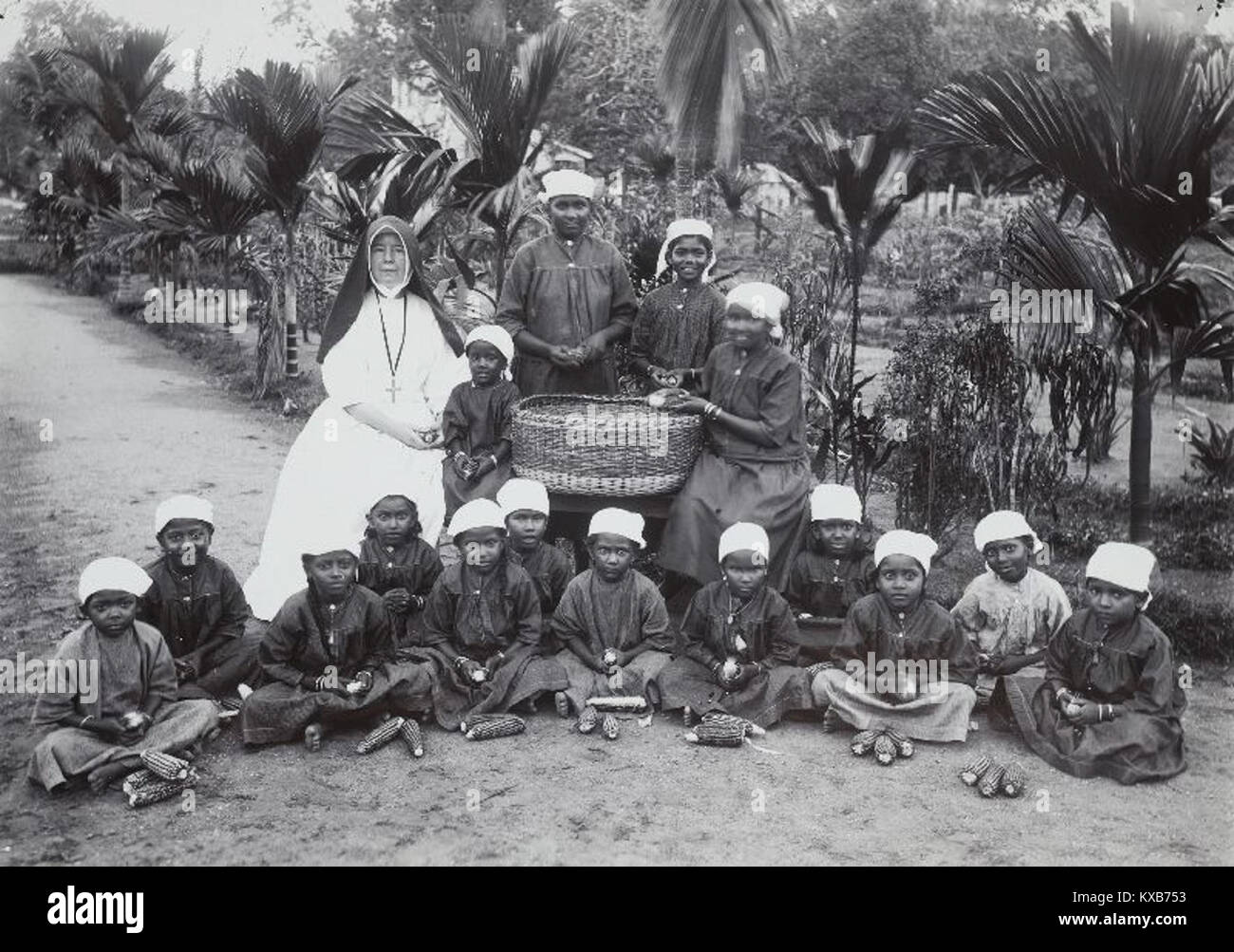 This photograph depicts a group of boys from the 'Rajpur' orphanage ...