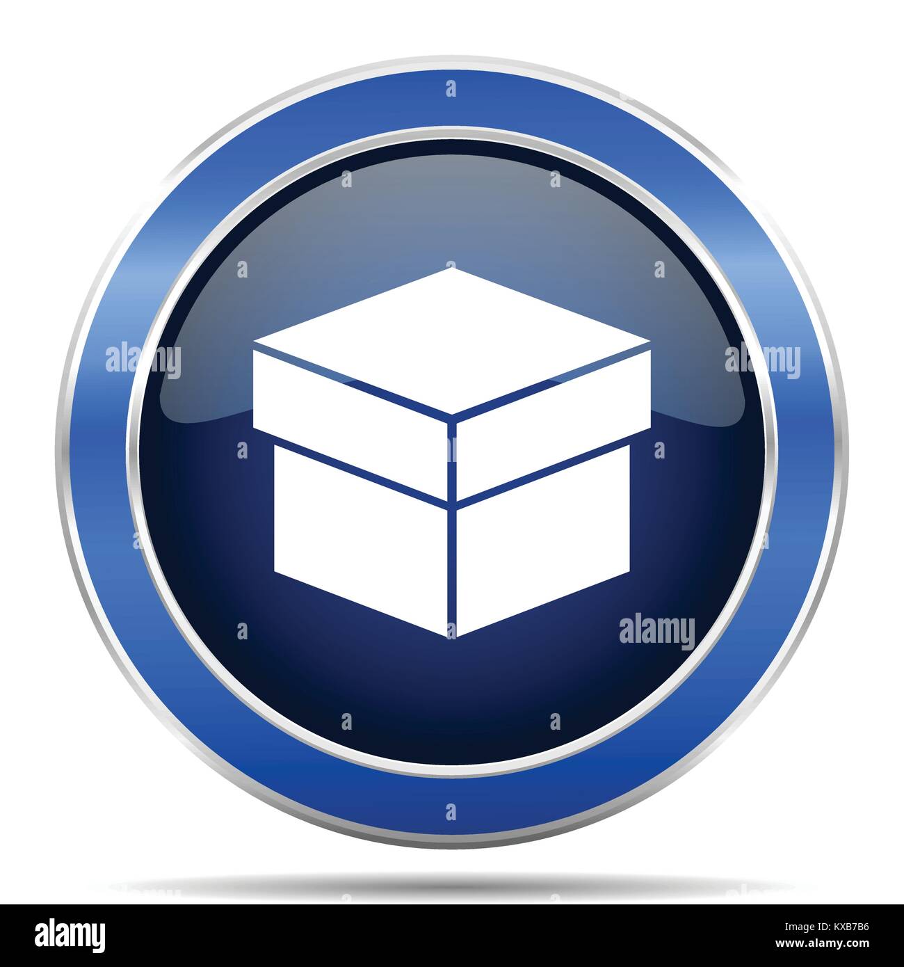 Box vector icon. Modern design blue silver metallic glossy web and ...