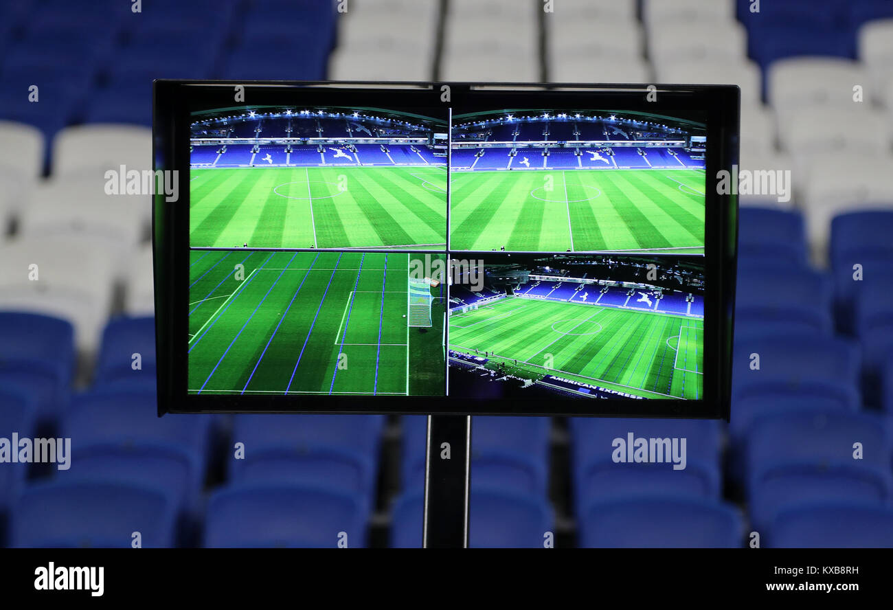 A view of the Video Assistant Referee (VAR) system pitchside, which ...