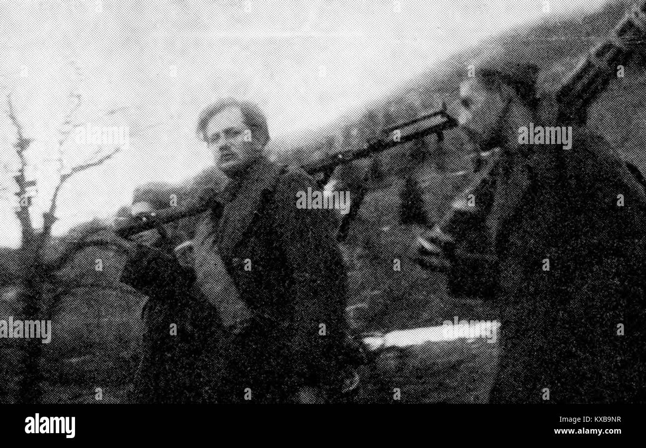 A historical photograph depicting the 15th brigade marching from Semica ...