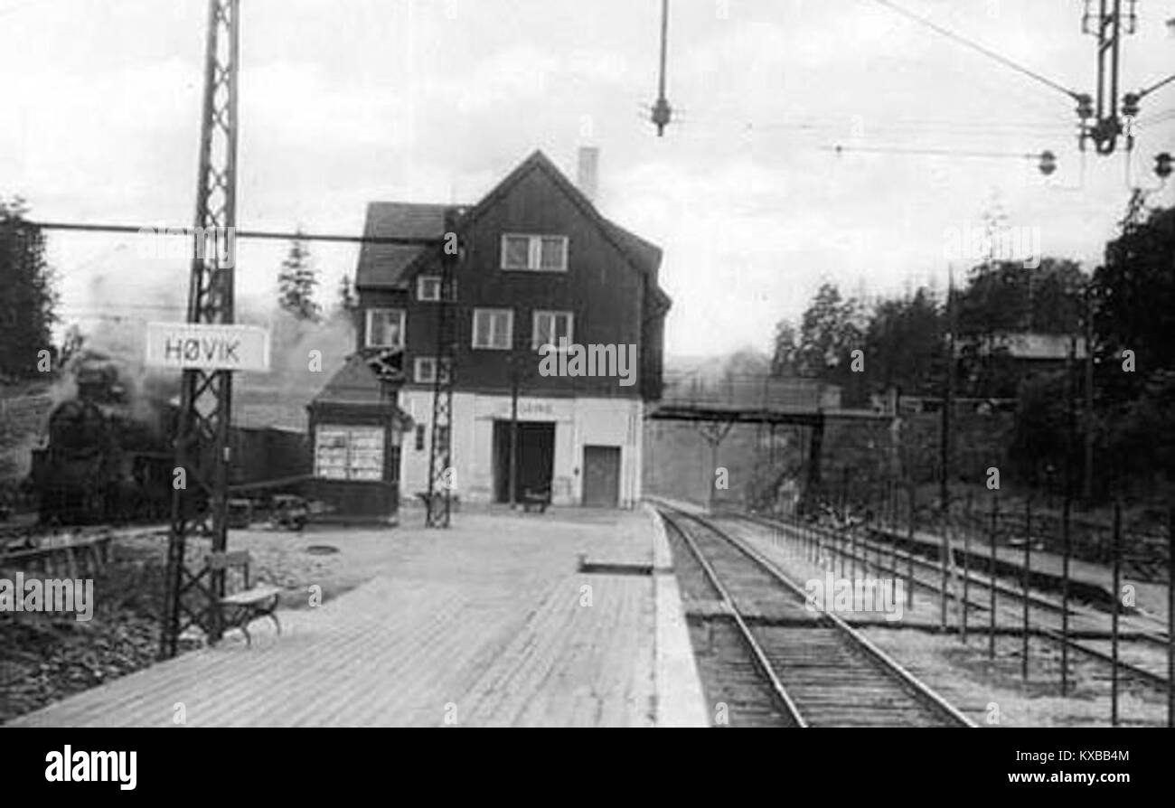 Høvik Station in Norway during the 1920s, showing railway ...