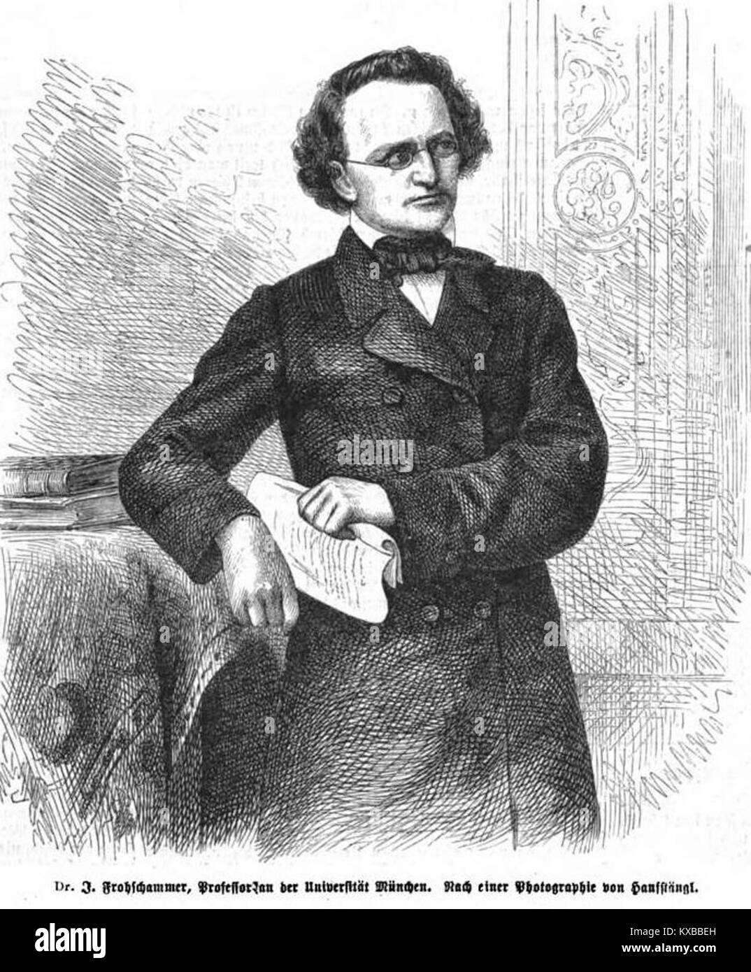 A historical 1863 portrait photograph of Jakob Frohschammer, showing ...