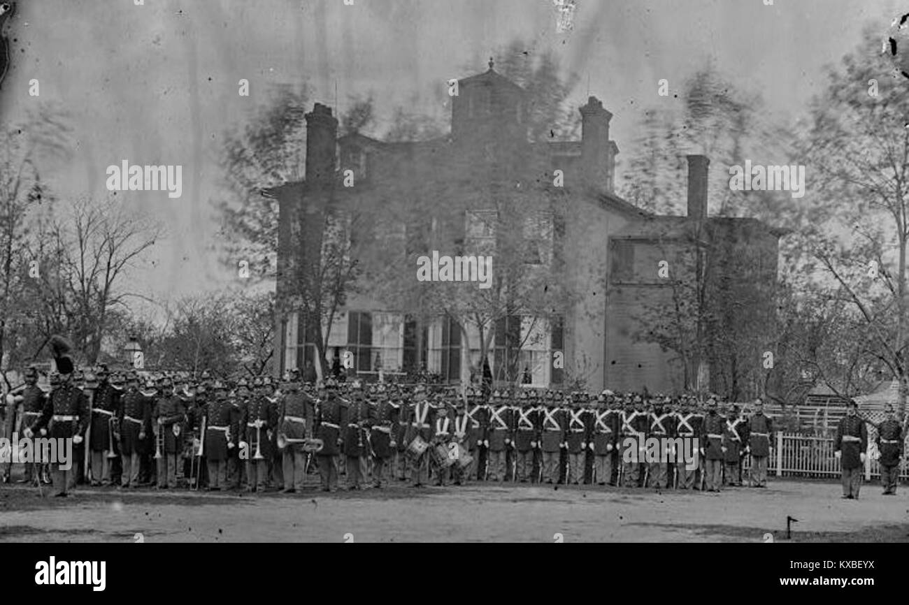 A group of marines assembled in front of the Commandant’s House at the ...