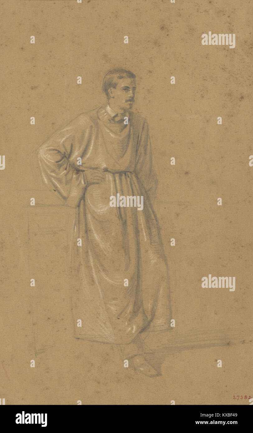 This academic study by Marià Fortuny depicts a male figure, showcasing ...