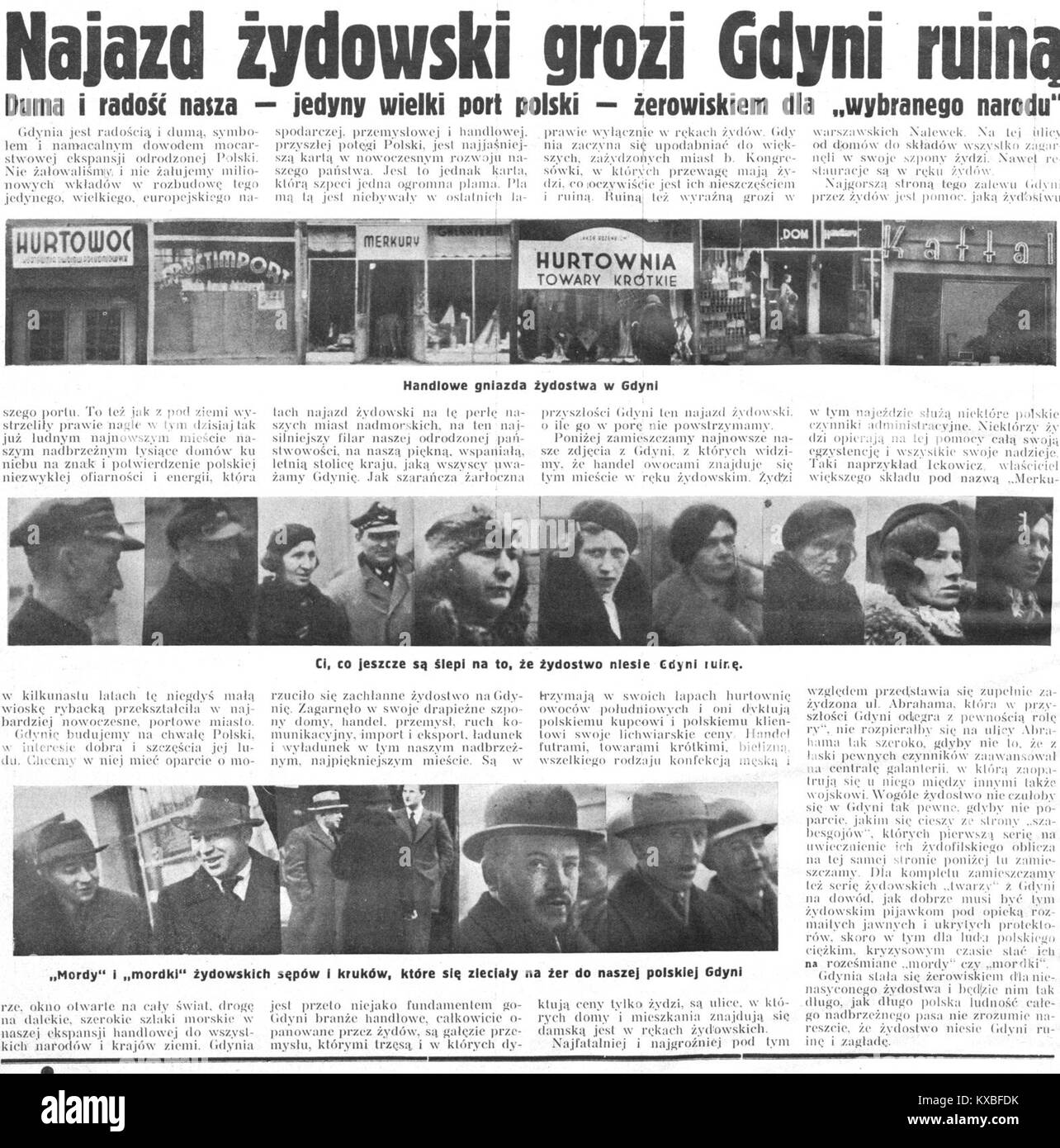 1937 Polish newspaper headline from Gdynia referencing social tensions ...