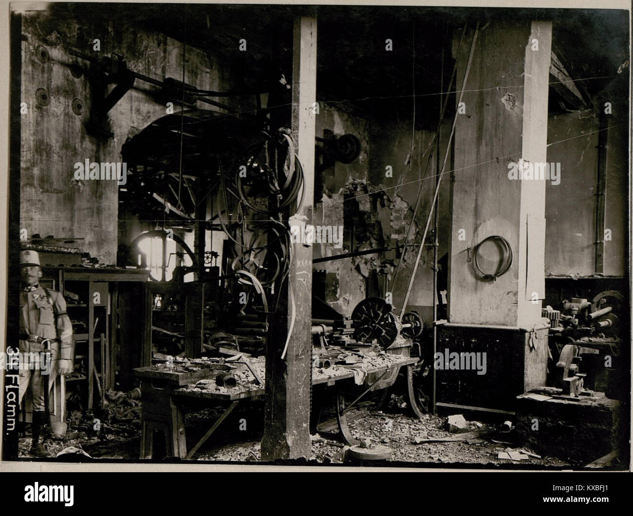 This image depicts the destroyed paper factory in Podgora, near Görz ...