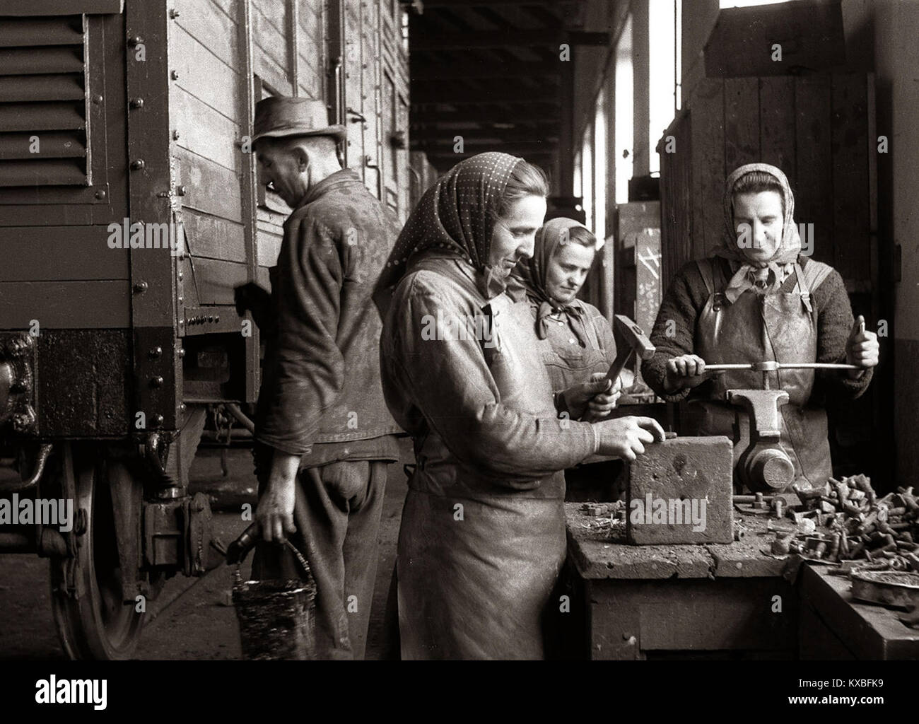 This image from 1955 shows the company responsible for repairing ...