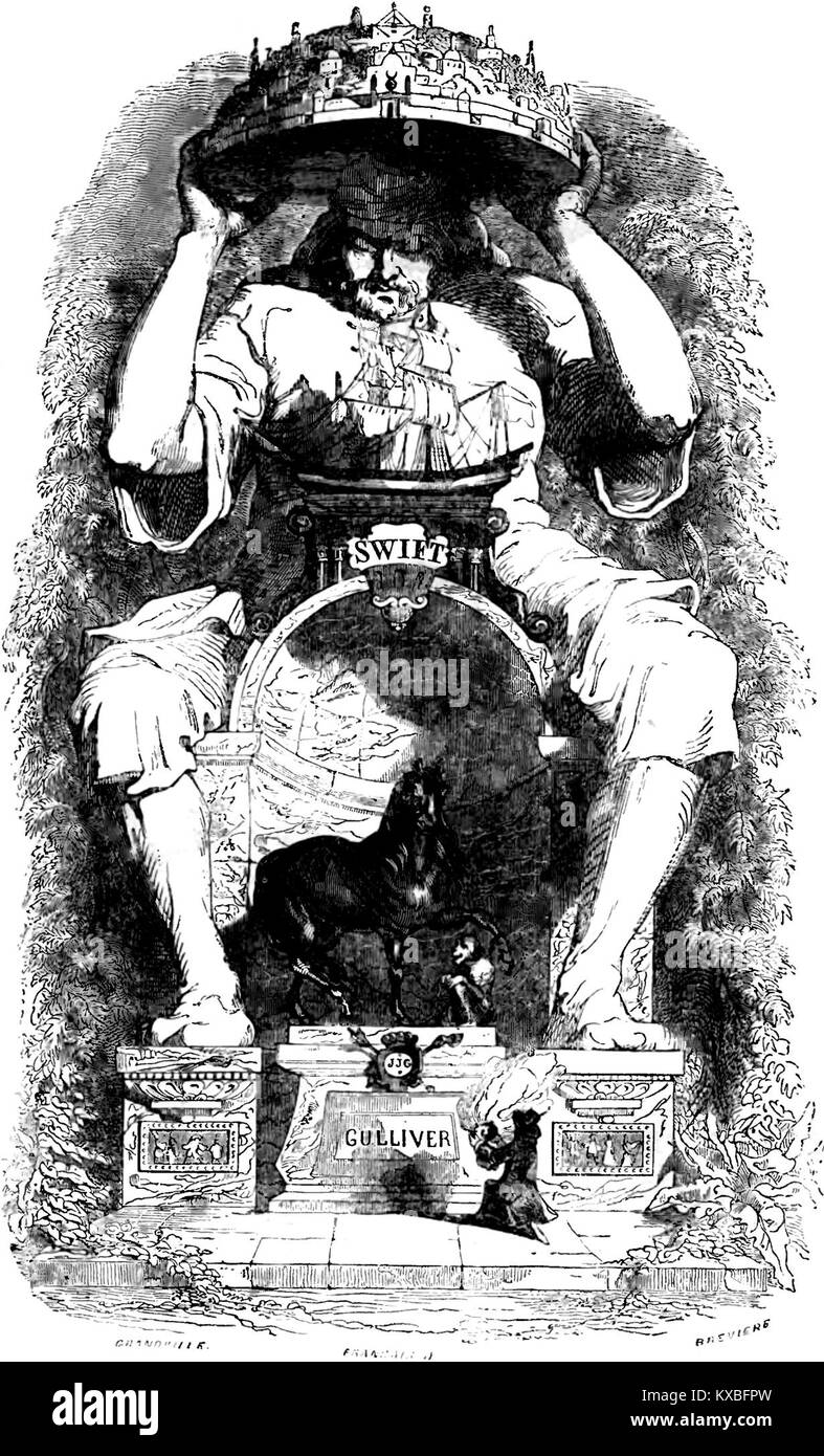 An illustrated front page from Volume 1 of 'Gulliver’s Travels ...