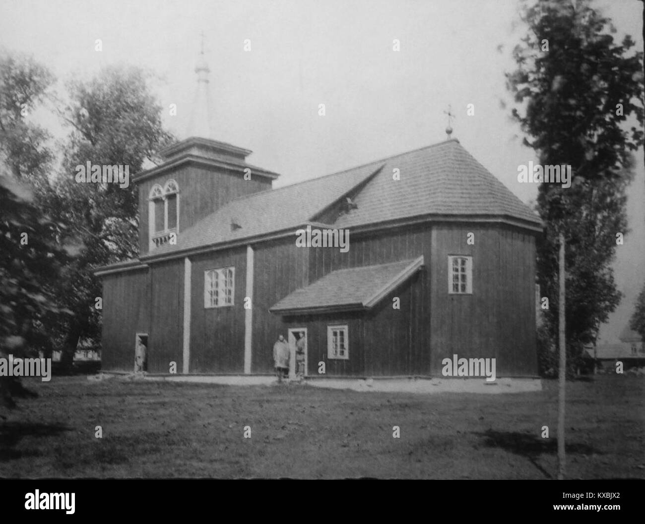A photograph from 1900 showing the market square (Rynak) in Skidziel ...