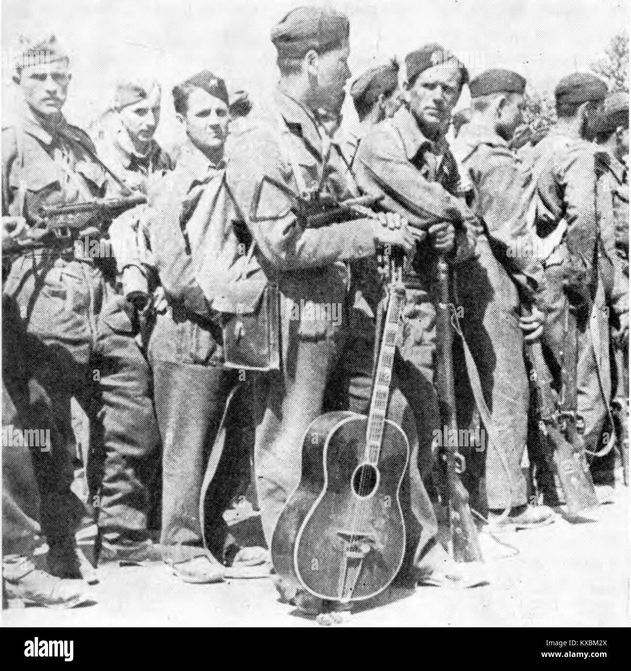 A historical photograph showing soldiers from the 5th Overseas Brigade ...