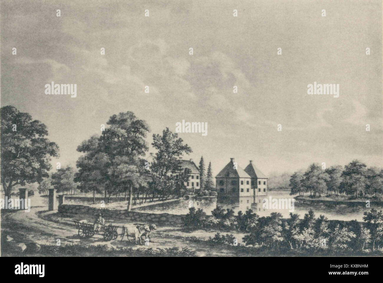 A landscape view of Skåne, Sweden, showing rolling hills, open fields ...