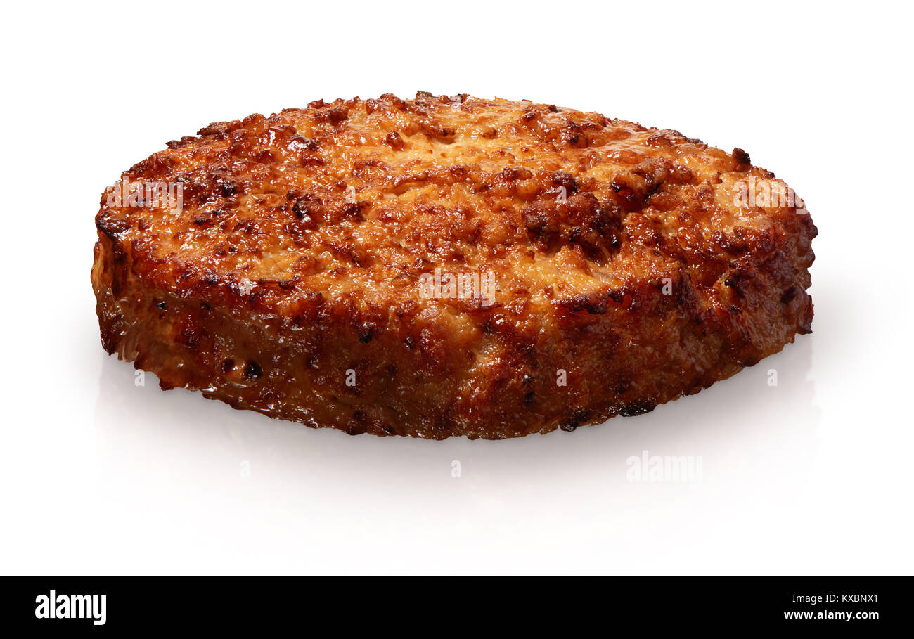 Single grilled hamburger isolated on white background. Clipping path ...