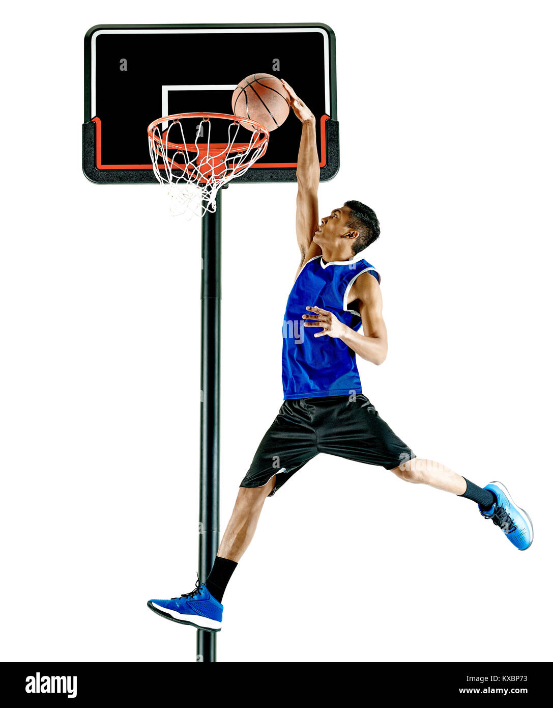one basketball player man Isolated on white background Stock Photo - Alamy