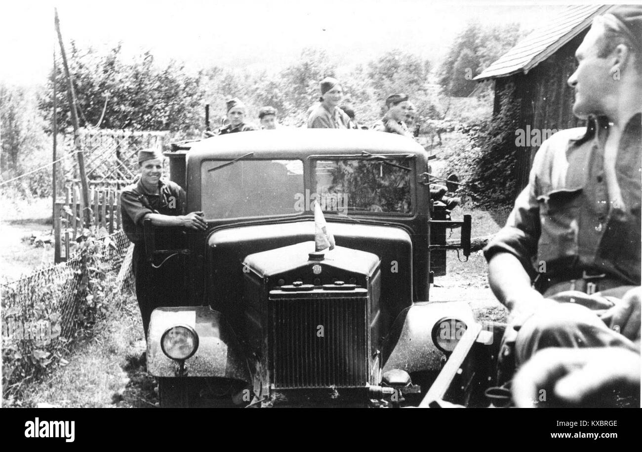 Slovenian partisans with a captured German truck during World War II ...