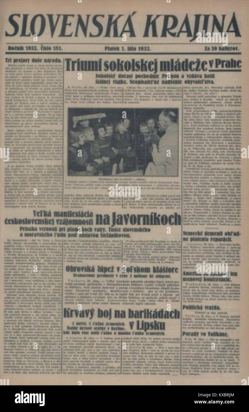 Slovenská krajina, meaning Slovak landscape, is a title page from a ...