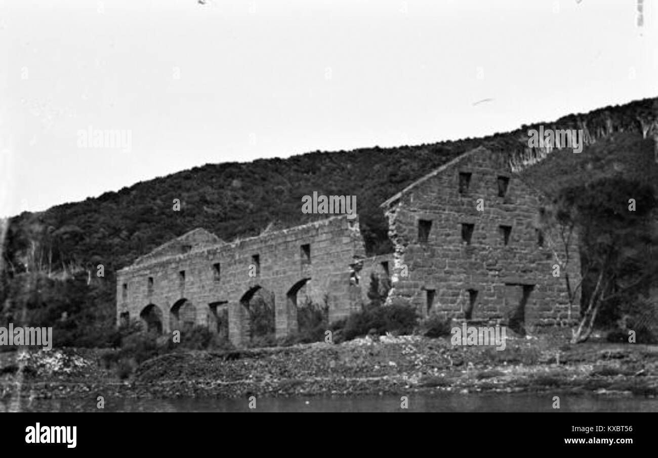 A 1930s photograph showing the ruins of a former smelting house ...