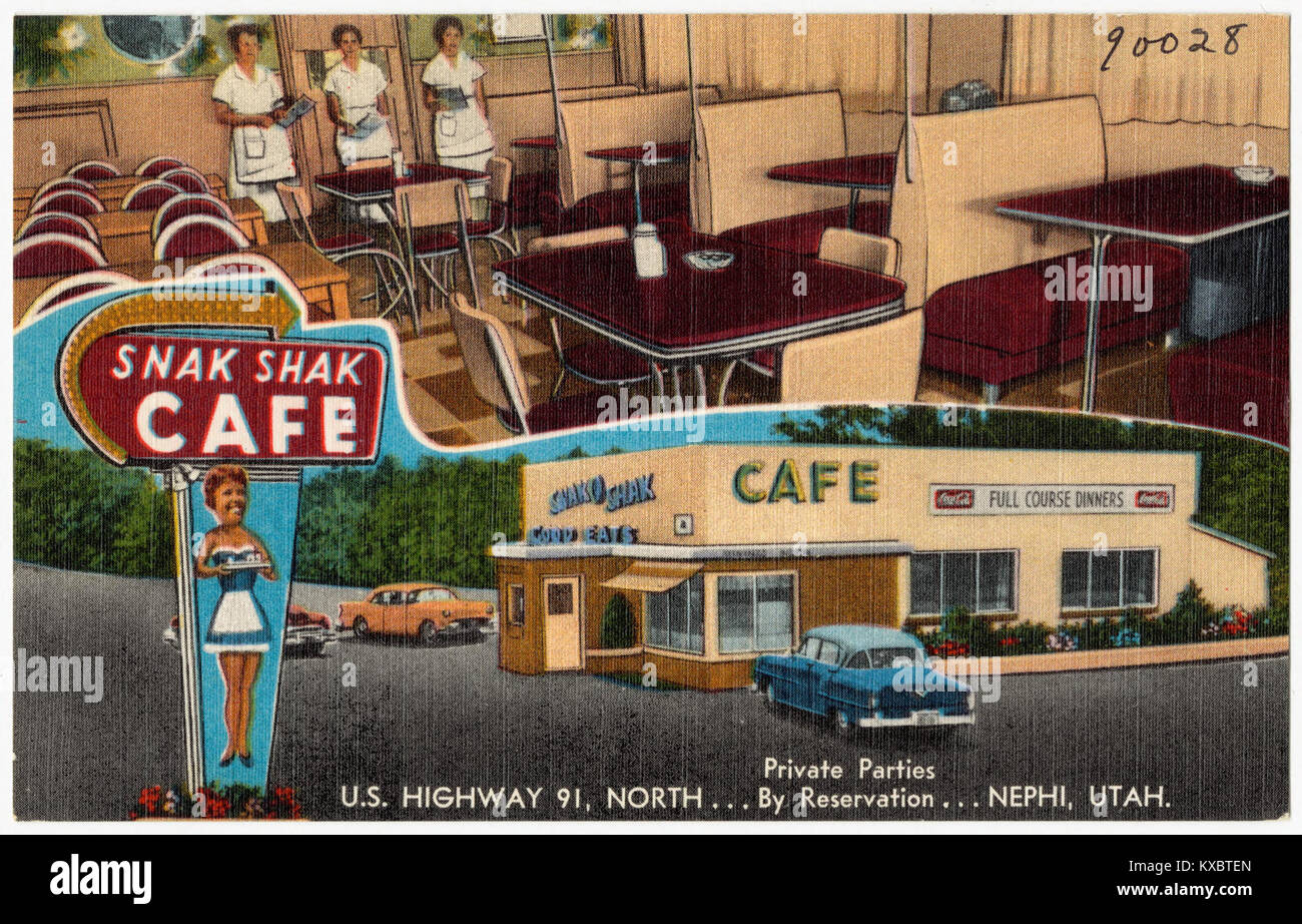 A mid-20th-century photograph of the Snak Shak Café located along U.S ...
