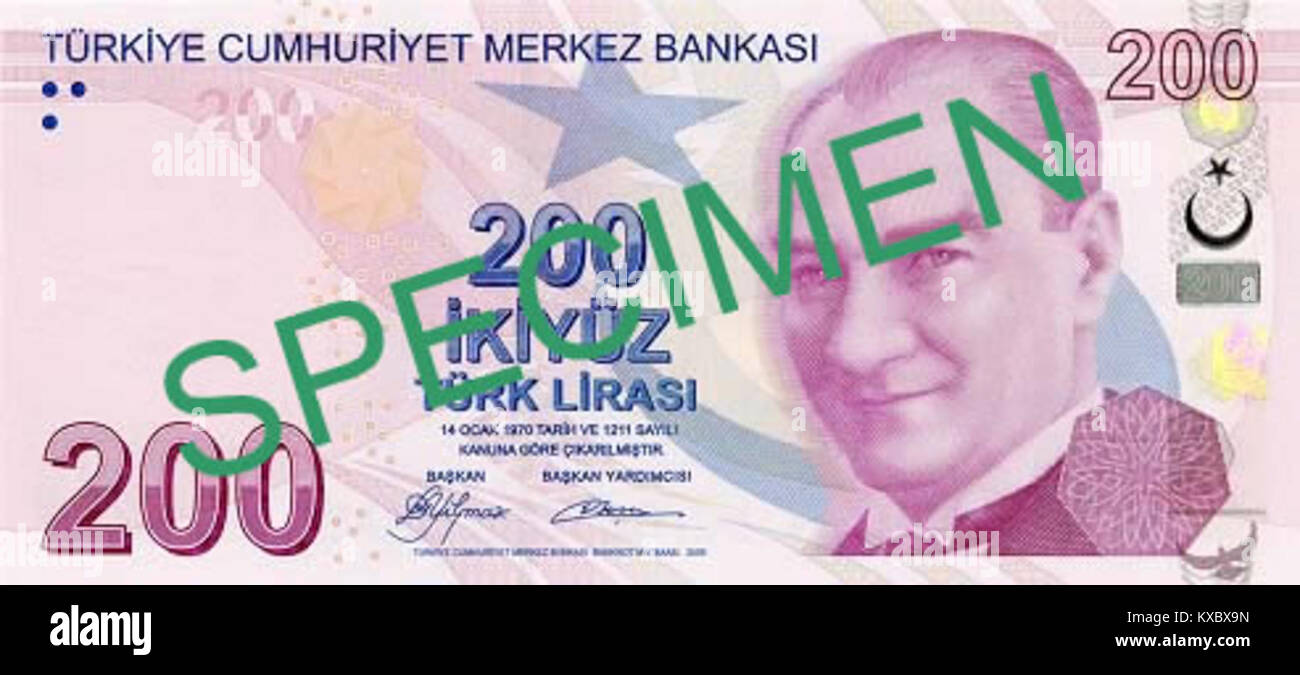 Turkish lira banknote 200 hi-res stock photography and images - Alamy