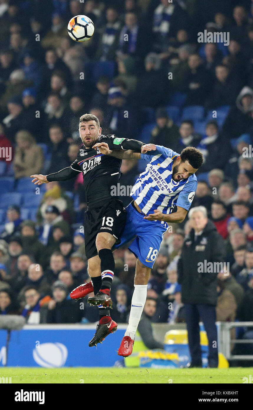 Crystal Palace's James McArthur (left) and Brighton & Hove Albion's ...