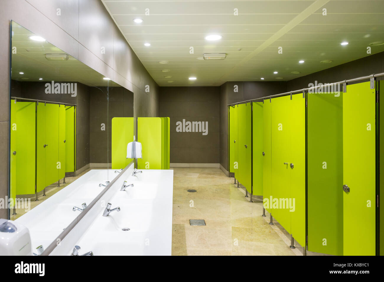 Architecture interior of green public toilets Stock Photo - Alamy