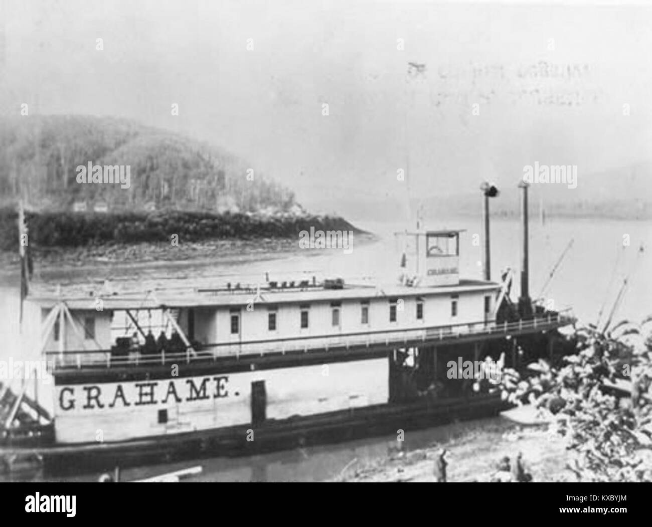 The SS Grahame steamship is depicted at Fort McMurray in 1899 ...